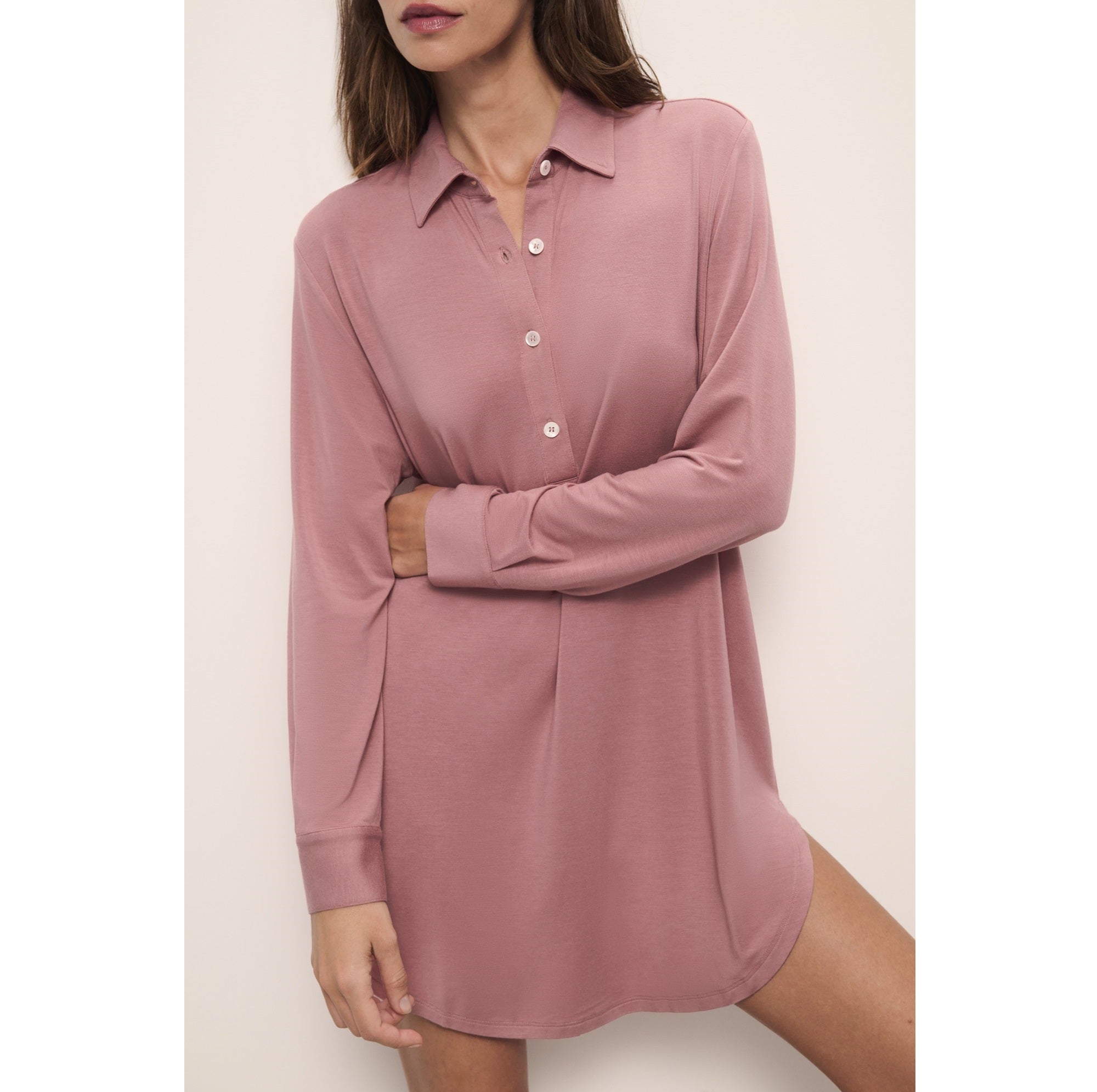Eberjey Gisele TENCEL Modal Boyfriend Sleepshirt - Old Rose – Pure Source